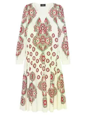 Etro Paisley-print Long-sleeve Dress - White
