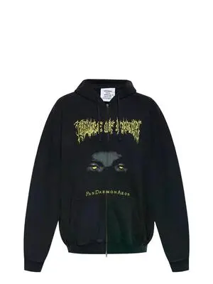 Vetements Graphic-print Zip-up Hoodie - Black