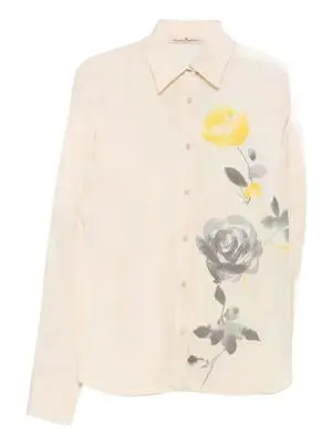 Ermanno Scervino Floral-print Silk Shirt - Neutrals