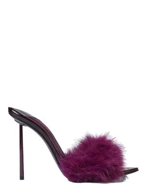 LE SILLA 120mm Bella Feather-embellished Patent-leather Mules - 160 Cherry