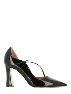 MALONE SOULIERS 90mm Patent Leather Cross-strap Pumps - Black