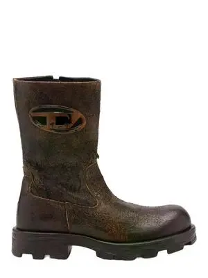 DIESEL D-hammer Distressed Suede Biker Boots - Brown