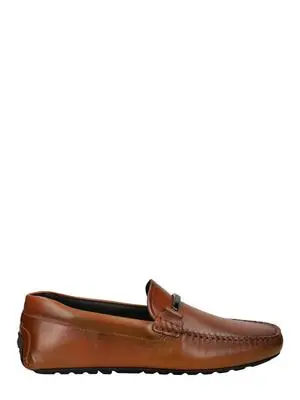 BOSS Leather Metal-bar Loafers - Brown