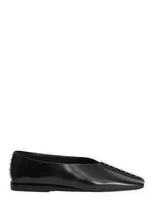 JIL SANDER Studded Pointed-Toe Flats Black