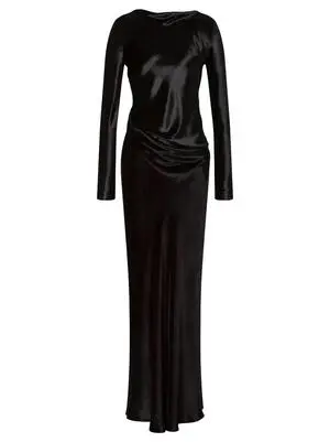 Alberta Ferretti Satin Long Dress - Black