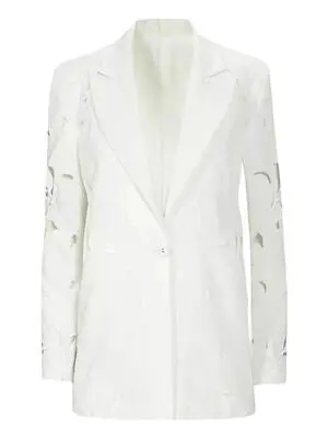 Costarellos Floral-lace Cut-out Blazer - White