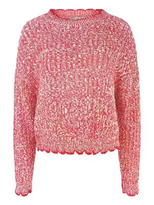 Autumn Cashmere Ladder-stitch Scalloped-trim Sweater - Red
