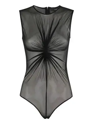 Federica Tosi Gathered-detail Mesh Bodysuit - Black