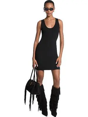 Michael Kors Ribbed Viscose Blend Tank Dress - Black