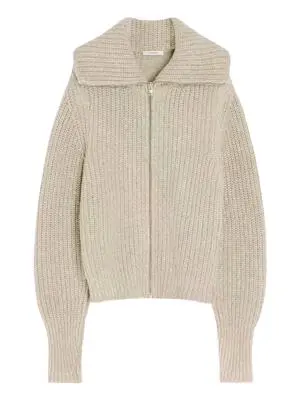 LEMAIRE Ribbed Zip-Up Cardigan Neutrals
