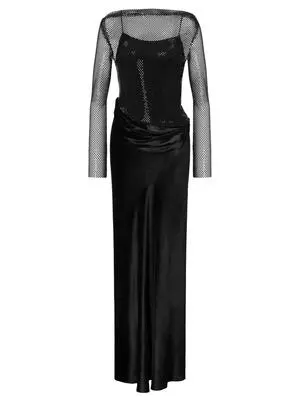 Alberta Ferretti Mesh-overlay Dress - Black
