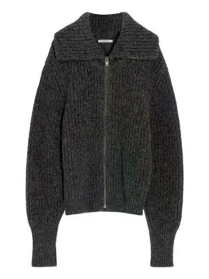 LEMAIRE Ribbed Zip-up Cardigan - Black