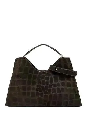 GIANNI CHIARINI Aurora Crocodile-effect Leather Shoulder Bag - Brown
