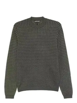 Emporio Armani Geometric-pattern Virgin Wool Sweater - Green
