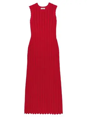 Altuzarra Sissi Ribbed Open-knit Organic Cotton Midi Dress - Red