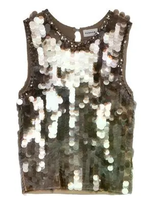 P.a.r.o.s.h Sequin-embellished Sleeveless Blouse - Neutrals