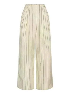 SIMONMILLER Pinstripe Linen Trousers - Neutrals