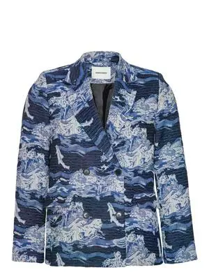 Henrik Vibskov Wave-print Double-breasted Blazer - Blue
