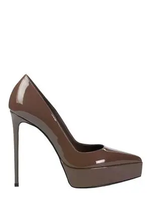 LE SILLA 140mm Uma Patent-leather Platform Pumps - Brown
