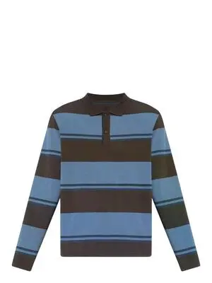 SAMSOE SAMSOE Striped Long-sleeve Polo Shirt - Blue