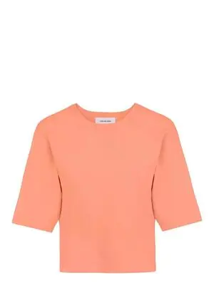 YVES SALOMON Knitted Cropped T-shirt - Orange