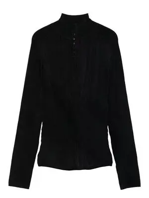 MUGLER Ribbed High-neck Jumper - Black