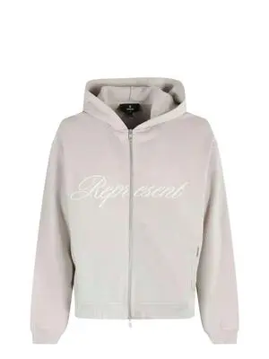 REPRESENT Script Logo Zip-up Hoodie - Neutrals