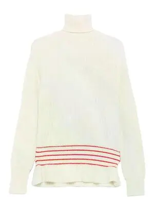 Chloé Ribbed Knit Stripe-detail Turtleneck Sweater - Neutrals