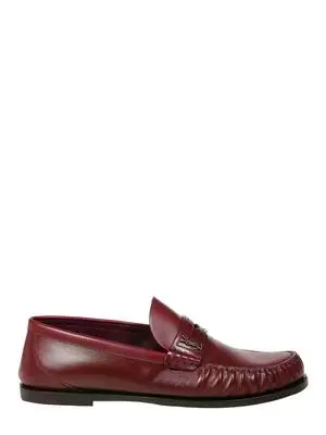 Saint Laurent Logo-plaque Leather Loafers - Red