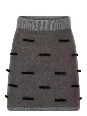 Nina Ricci Bow-embellished Knitted Mini Skirt - Grey