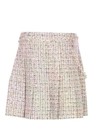 SELF-PORTRAIT Crystal-embellished Tweed Mini Skirt - Pink