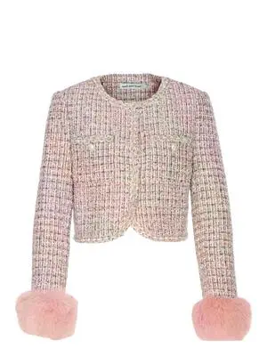 SELF-PORTRAIT Crystal-embellished Tweed Jacket - Pink
