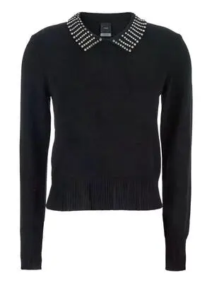 Pinko Embellished-collar Sweater - Black