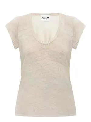 MARANT ETOILE V-Neck Linen T-Shirt