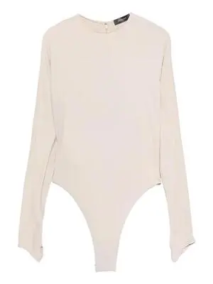MUGLER Long-sleeve Bodysuit With Thumb Holes - Neutrals