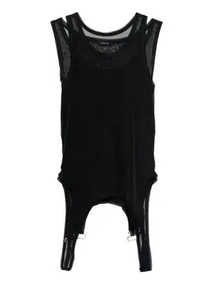 MUGLER Layered Mesh Tank Top - Black