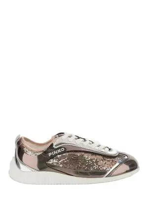 Pinko Sequin-embellished Low Top Sneakers - Brown