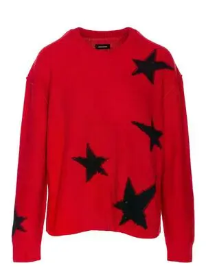 Zadig&Voltaire Markuz Star-Embroidered Cashmere Sweater Red