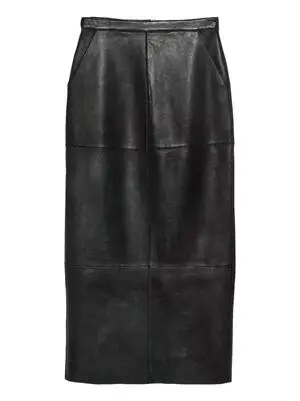 P.a.r.o.s.h Panelled A-line Leather Skirt - Black