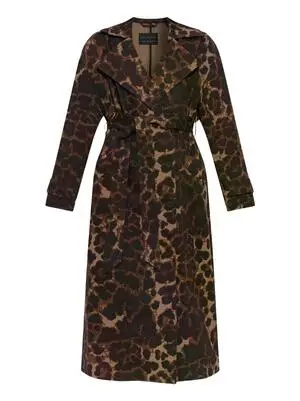 ALLSAINTS Abel Leopard-print Trench Coat - Brown