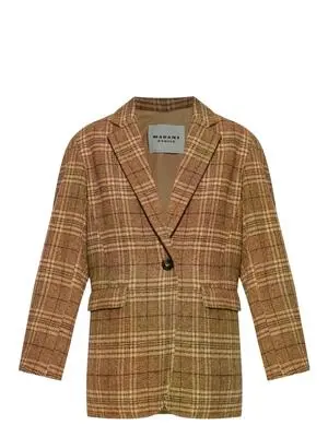 MARANT ETOILE Limiza Checkered Wool Coat - Brown