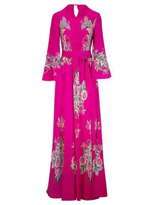 Etro Printed Belted Maxi Dress - Red