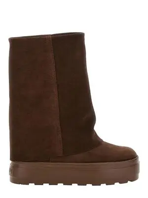 Casadei RENNA Suede Layered Design Boots Brown