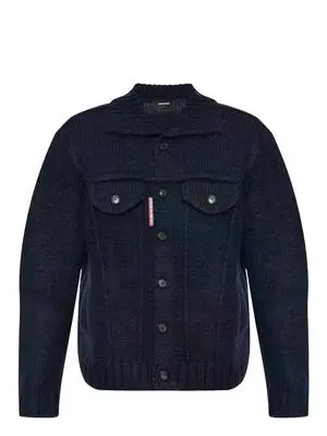 Dsquared2 Ribbed Knit Cardigan - Blue
