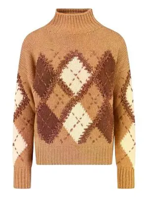 Ermanno Scervino Diamond-pattern Mock-neck Sweater - Orange