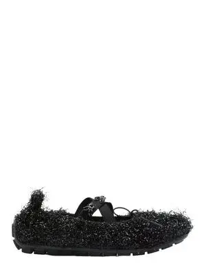 Simone Rocha Embellished Frill Ballet Flats - Black