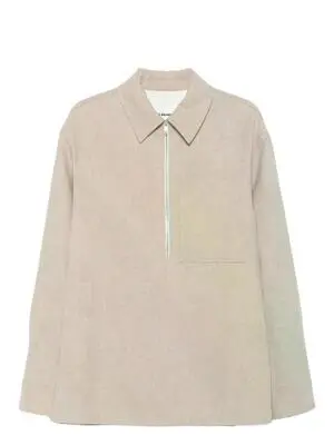 JIL SANDER Flannel Wool Polo Shirt - Neutrals