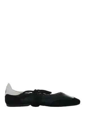 Patrizia Pepe Lace-up Leather Ballerinas - Black
