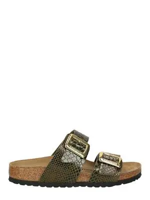 BIRKENSTOCK Snakeskin Buckle Sandals - Brown