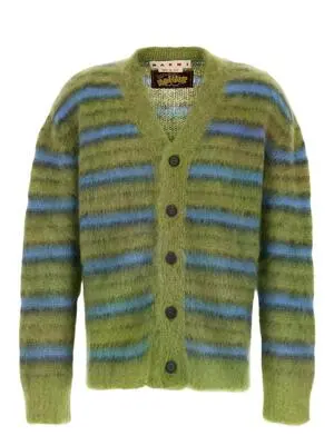 Marni Striped Mohair Cardigan - Green